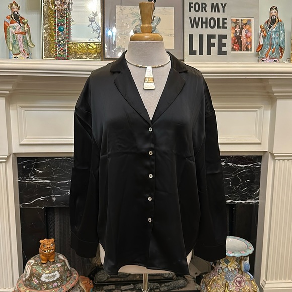 Rachel Zoe | Tops | Nwt Rachel Zoe Beautiful Classic Black Satin Blouse ...